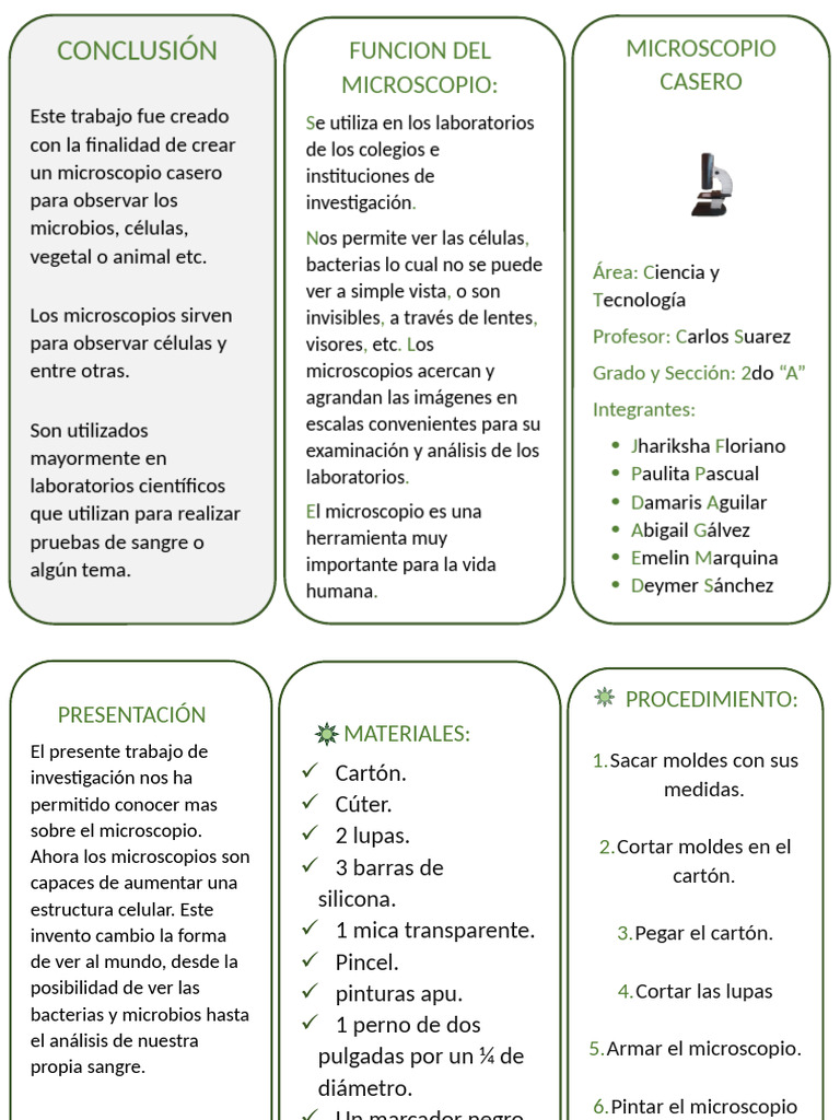 Conclusión: Funcion Del Microscopio: Microscopio Casero | PDF ...