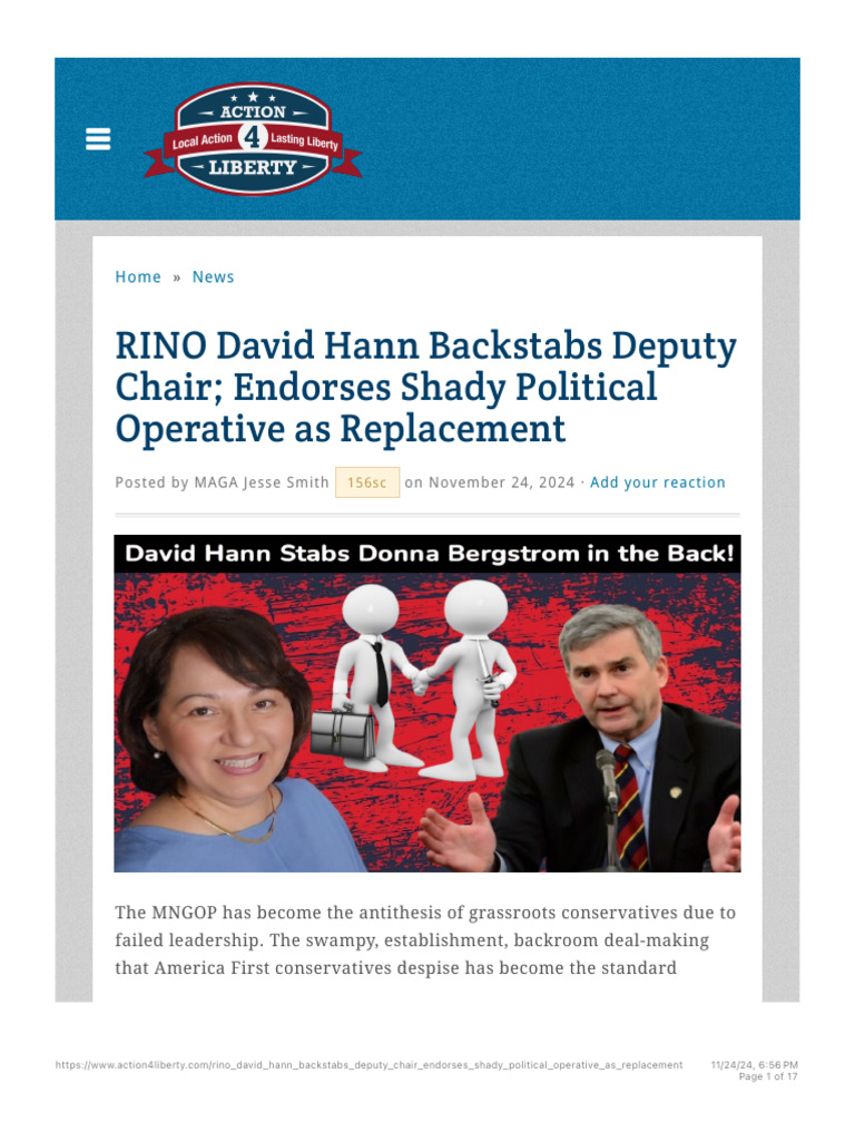 RINO David Hann Backstabs Deputy Chair Endorses Shady Political ...