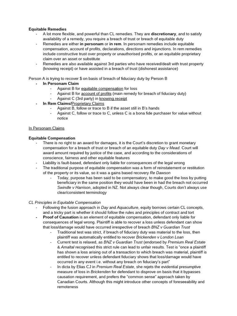 Equitable Remedies Explained | PDF | English Trust Law | Legal Remedy