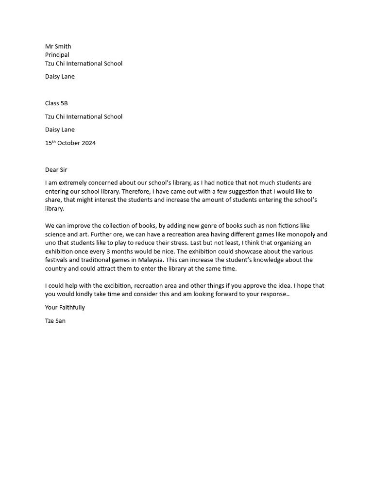 Sample Formal Letter Grade 6 | PDF