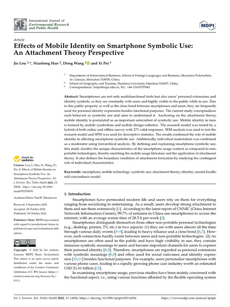 Effects of Mobile Identity On Smartphone Symbolic Use: An Attachment ...