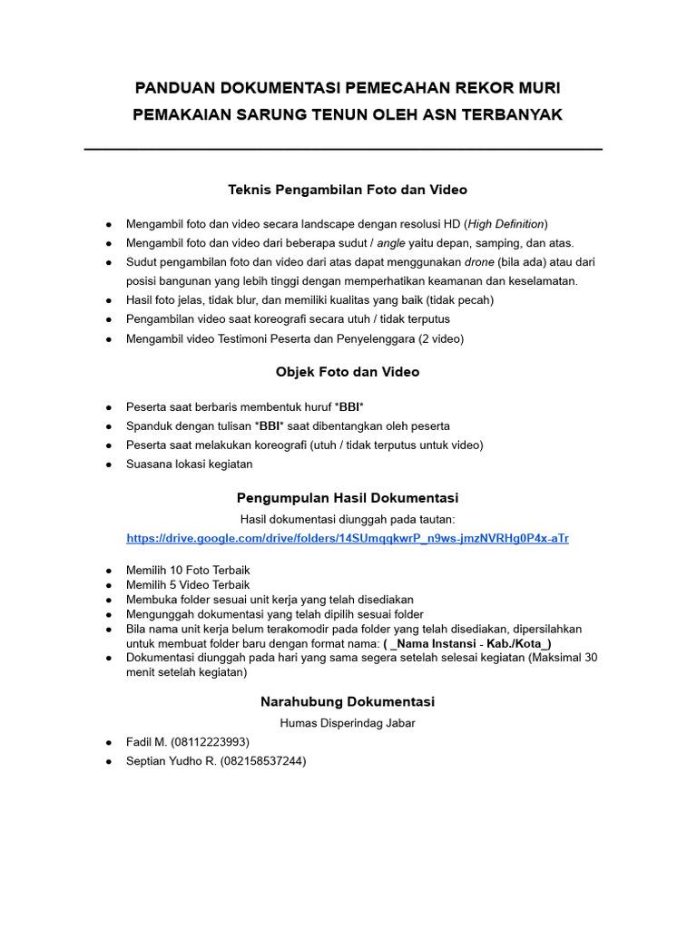 Panduan Dokumentasi Pemecahan Rekor MURI | PDF