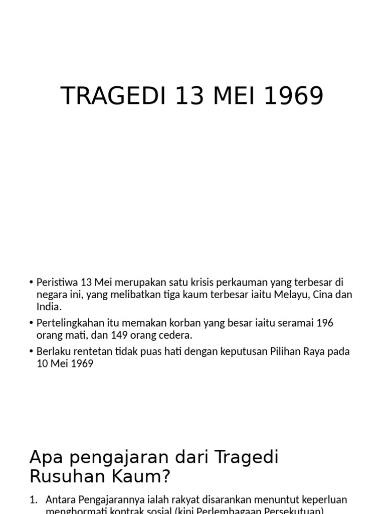 Tragedi 13 Mei 1969 | PDF