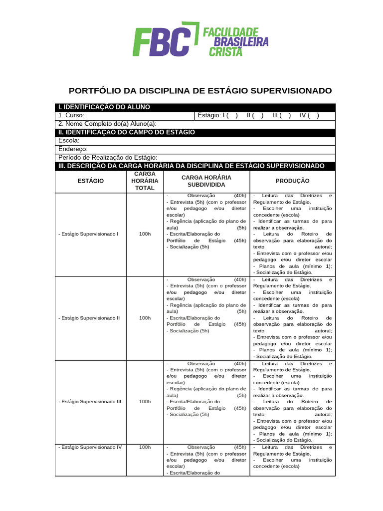 Portfólio de Estágio Supervisionado | PDF | Pedagogia