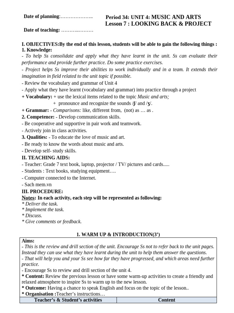 Unit 4 - Lesson 7 - Looking Back | PDF | Vocabulary | Phrase