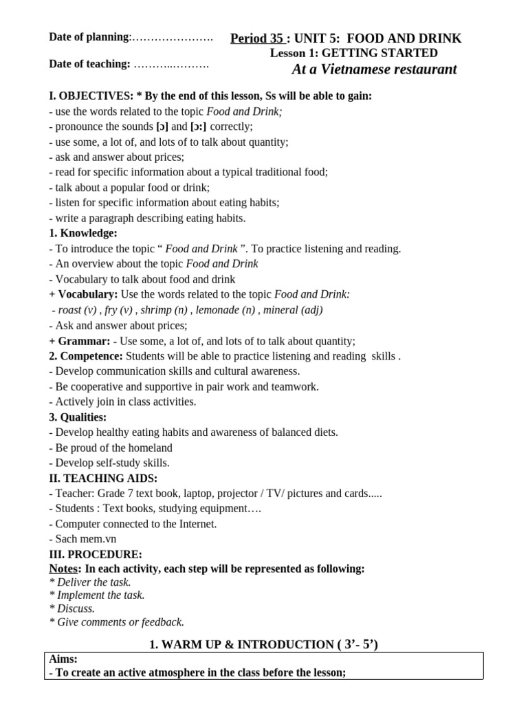 Unit 5 - Lesson 1 - Getting Started | PDF | Vocabulary | Human ...