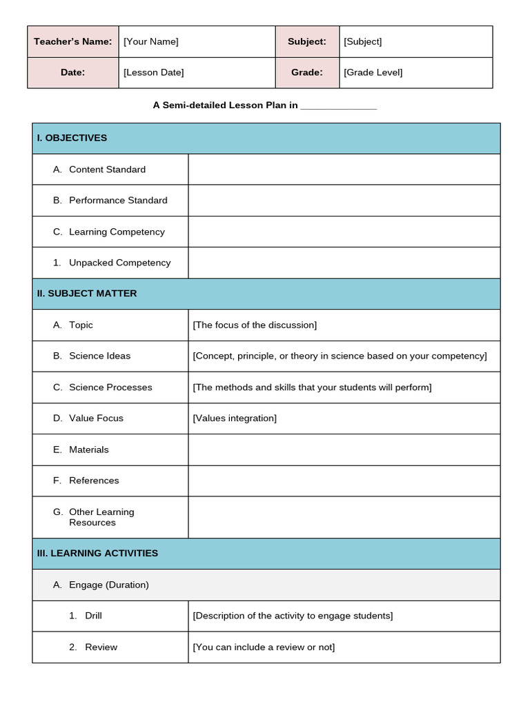 5E Lesson Plan Template | PDF