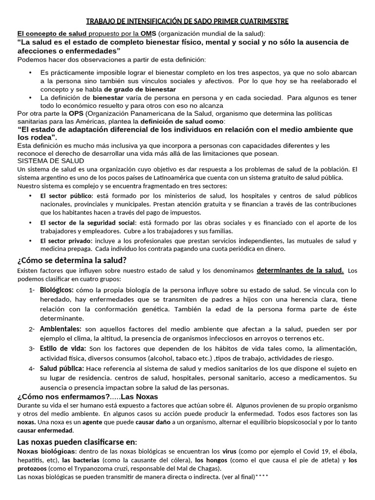 INTENSIFICACION Sado 1°cuatri | PDF | Adultos | Adolescencia