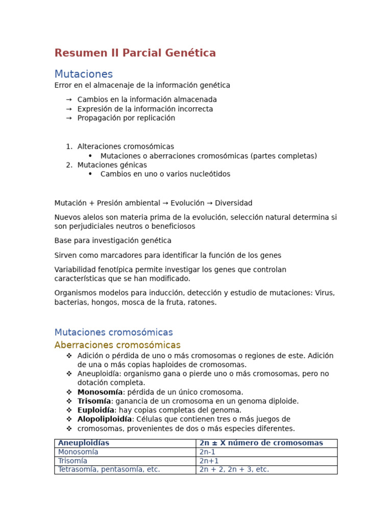 Resumen II Parcial Genética | PDF | Virus | Mutación