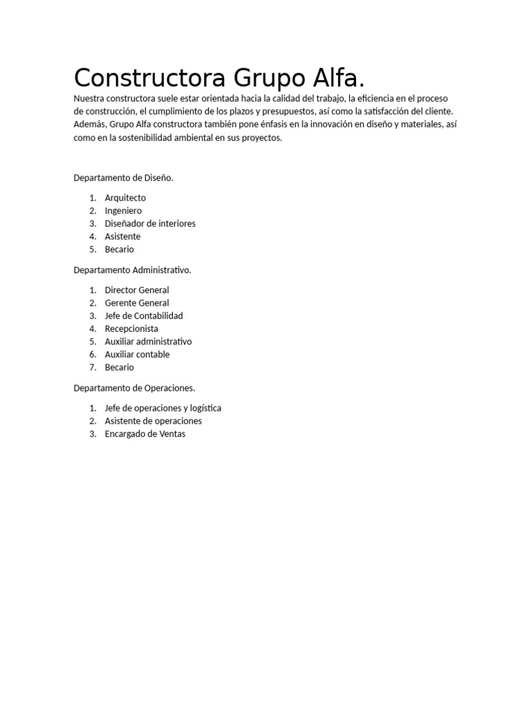 Constructora Grupo Alfa | PDF
