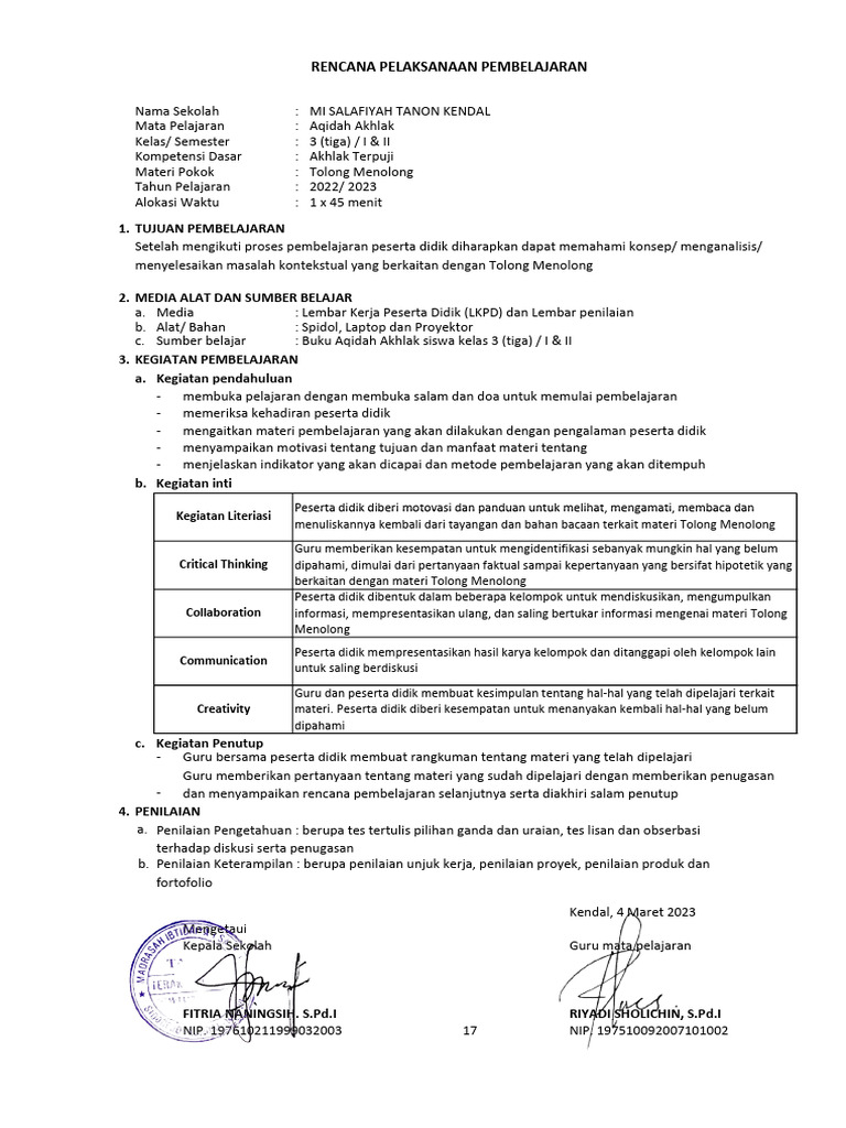 1.12. RPP Moderasi Beragama 1 | PDF