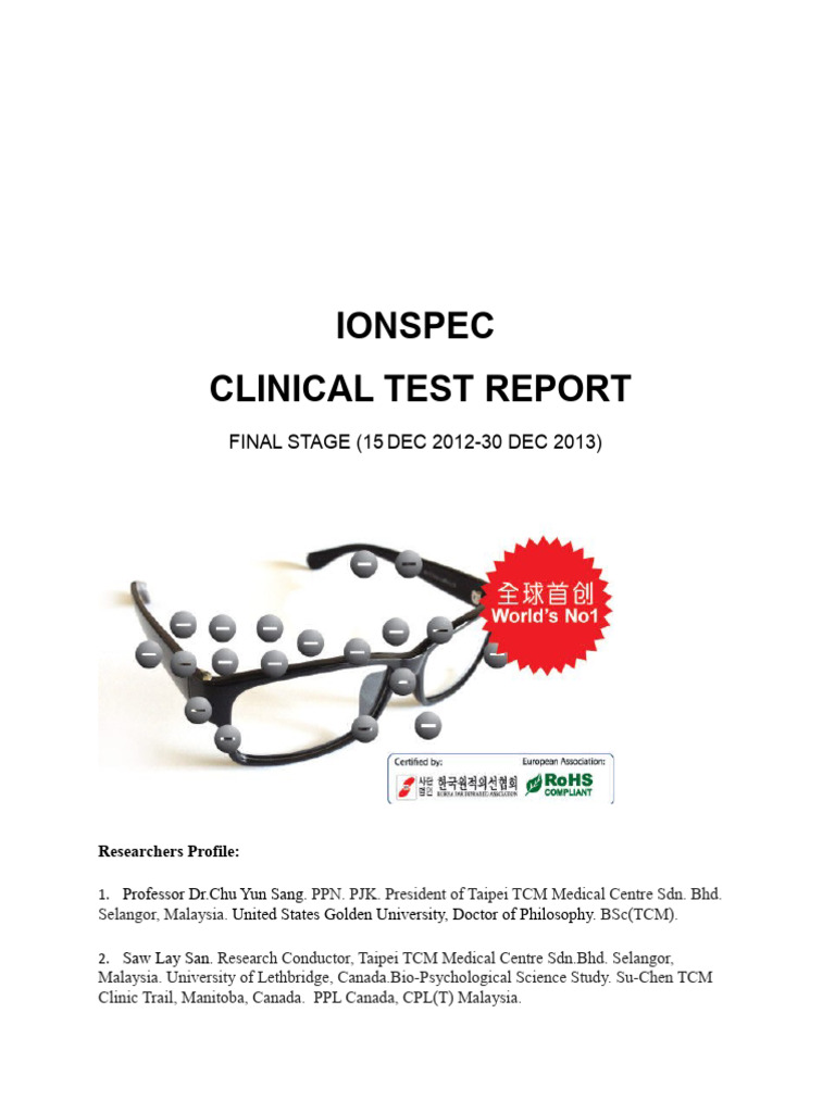 Ionspec Clinical Test Report | PDF | Visual Impairment | Glasses