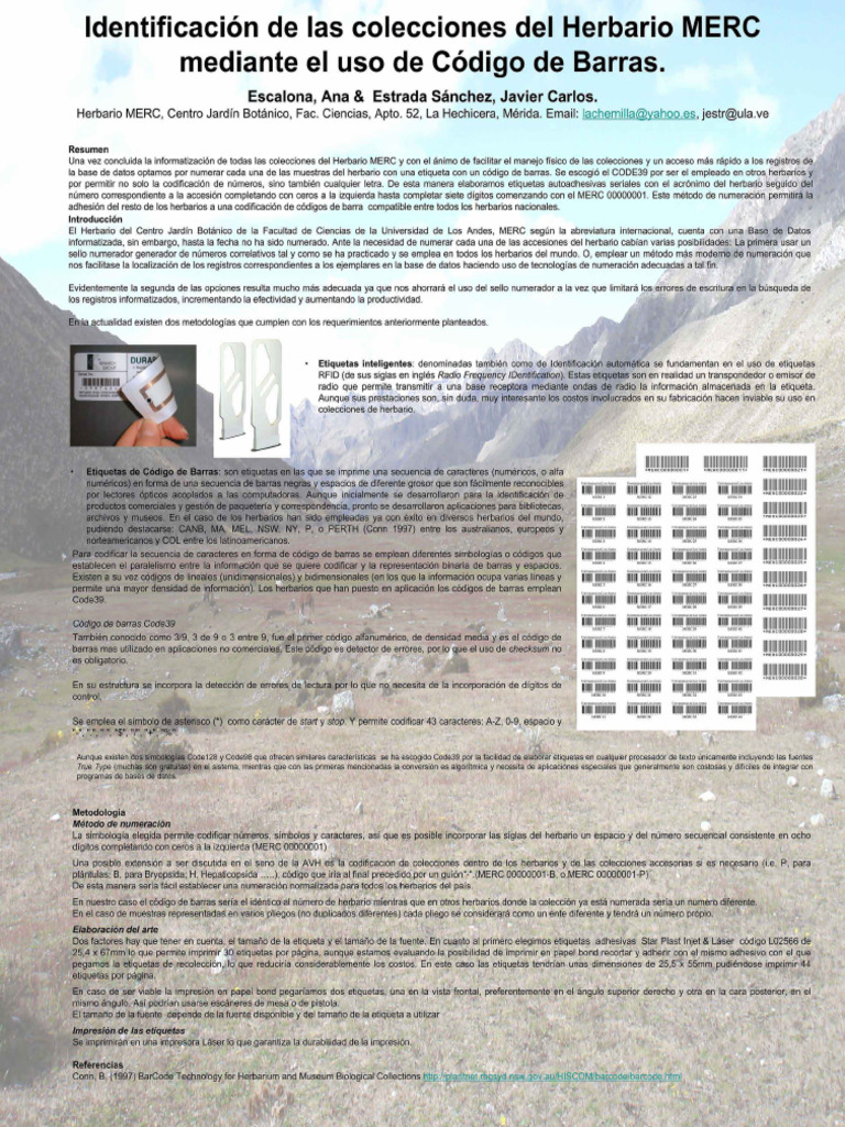 2009 CVB Proyecto para Etiquetar Con Código de Barras El Herbario MERC | PDF