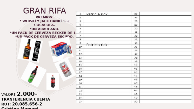 Plantilla de Rifa | PDF