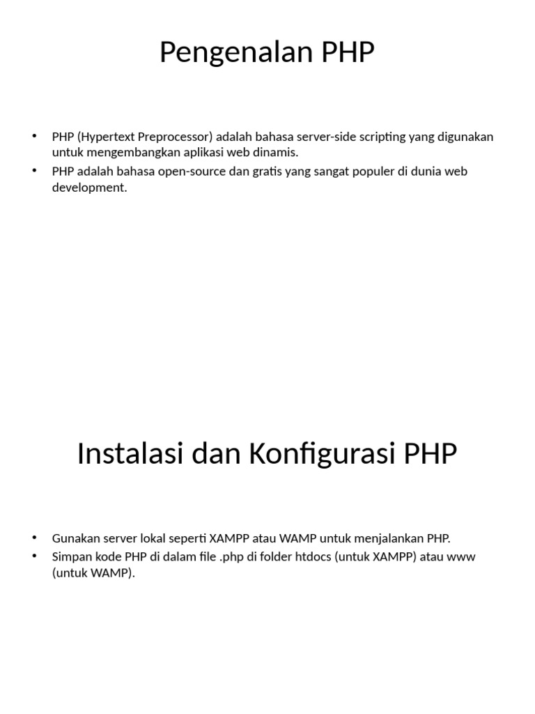 Materi Dasar Pemrograman Web PHP | PDF