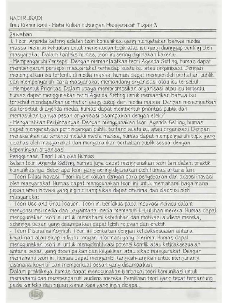 Hadi Rusadi 051198807 T3 SKOM4103.29 Hubungan Masyarakat | PDF