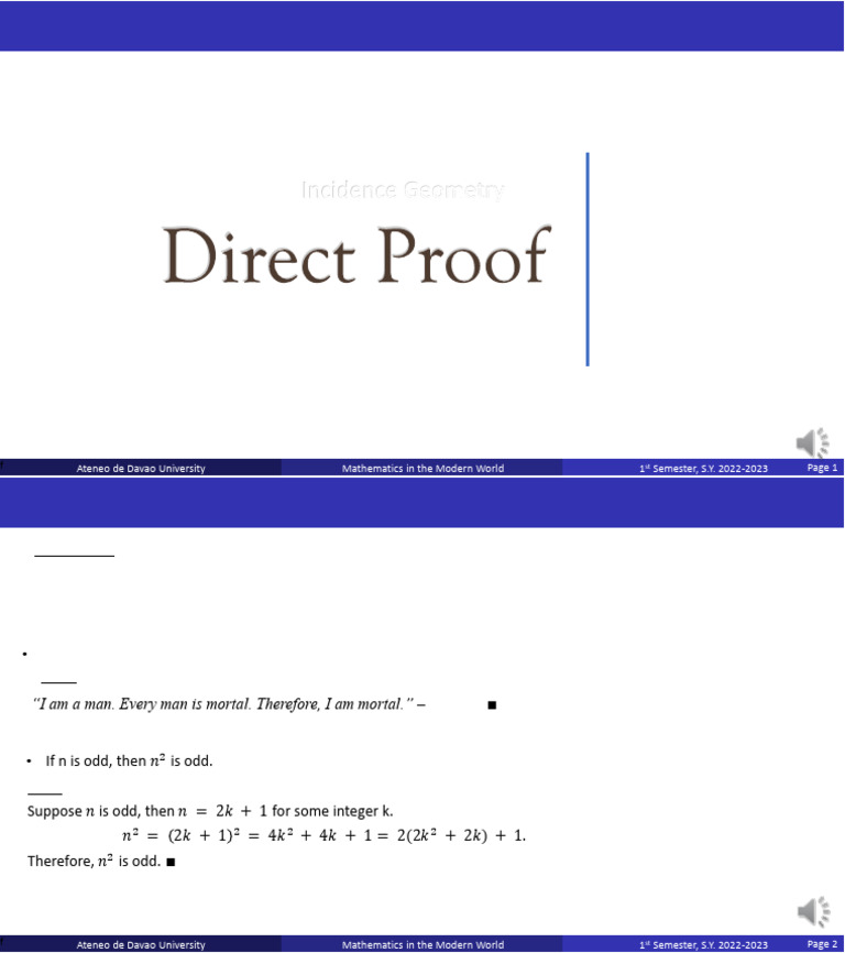 Mathematical Reasoning 02 Direct Proof | PDF