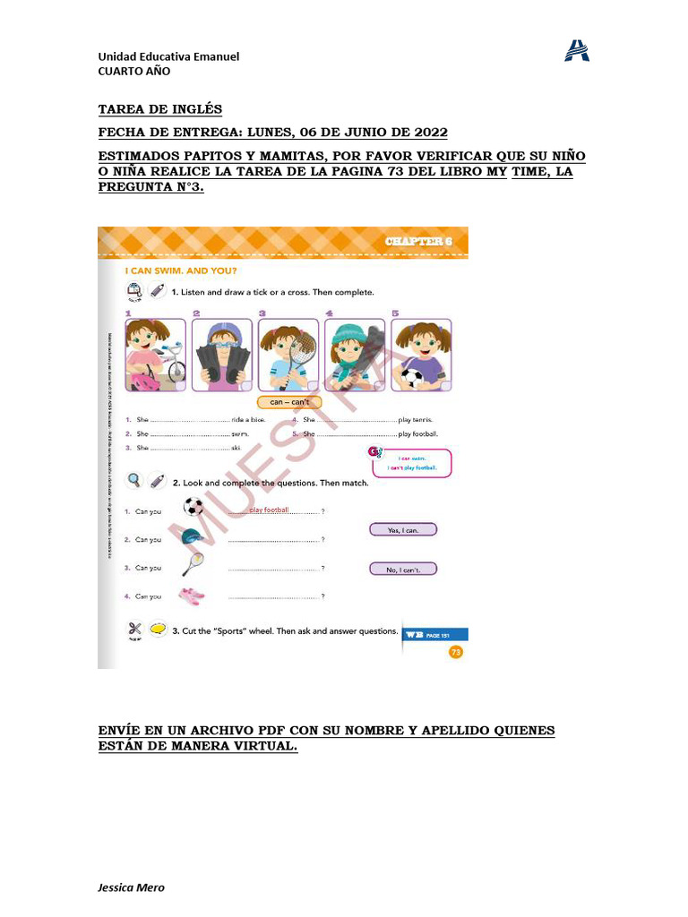 Tarea de Inglés Cuarto MT 03-06-22 | PDF | Salud y bienestar