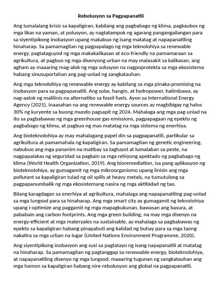 Rebolusyon Sa Pagpapanatili | PDF