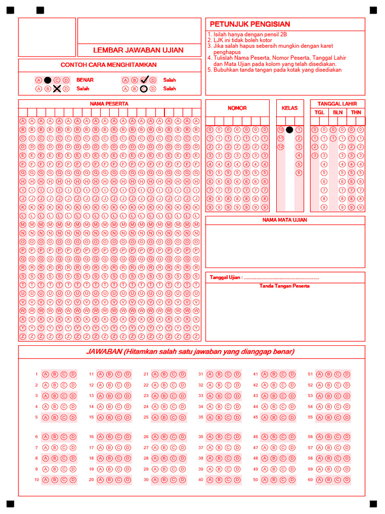 Contoh LJK Ujian | PDF