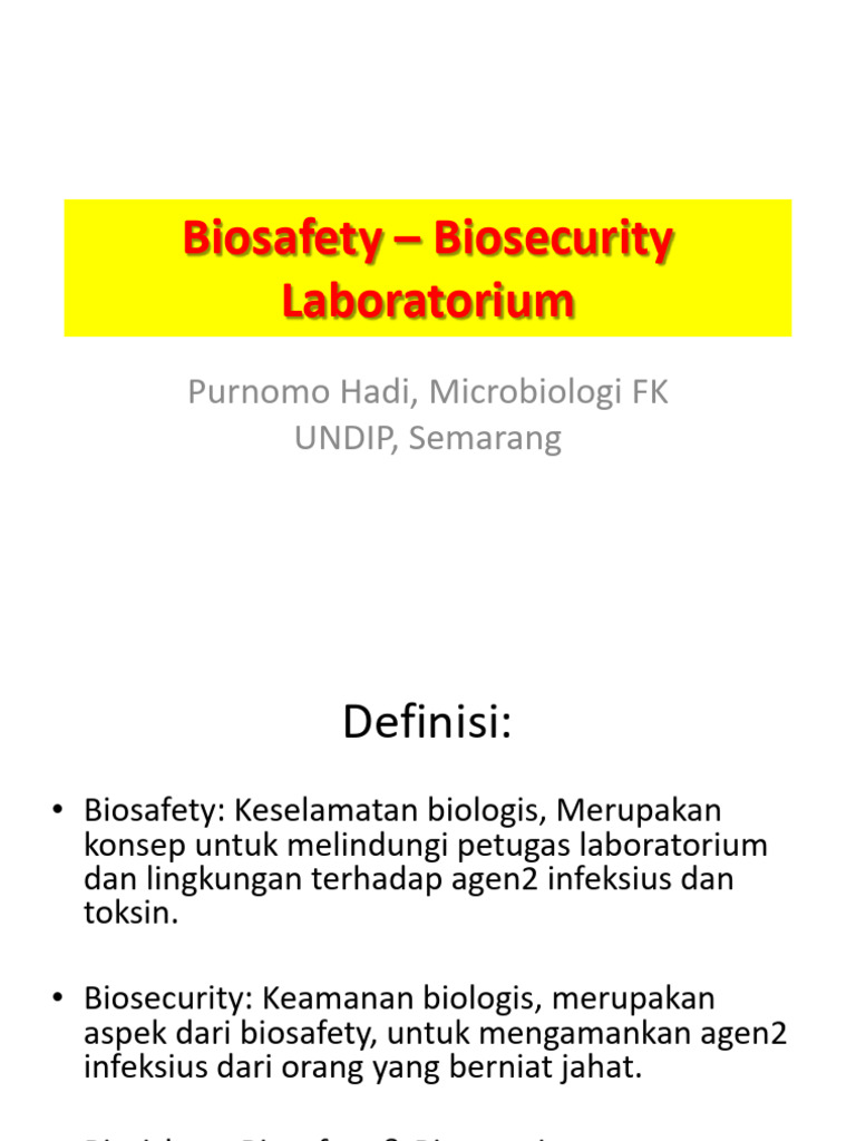 01 Prinsip Biosafety3 | PDF