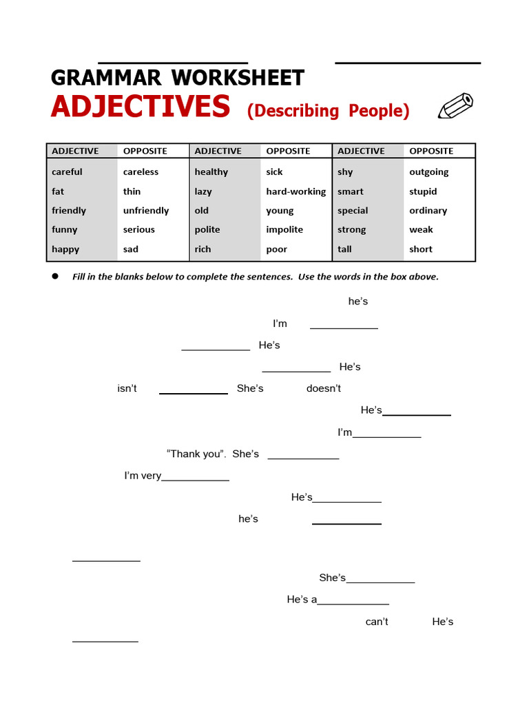 Adjectives Pdf
