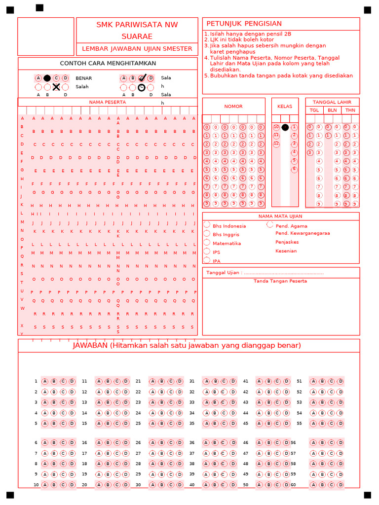 Contoh LJK UJIAN | PDF