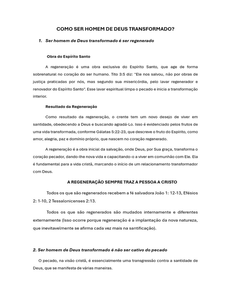 Transformação do Homem de Deus | PDF | Pecado | Deus