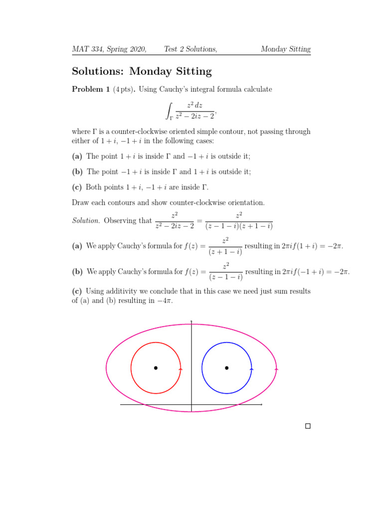 MAT334 2020S T2 Solutions | PDF | Mathematics | Complex Analysis