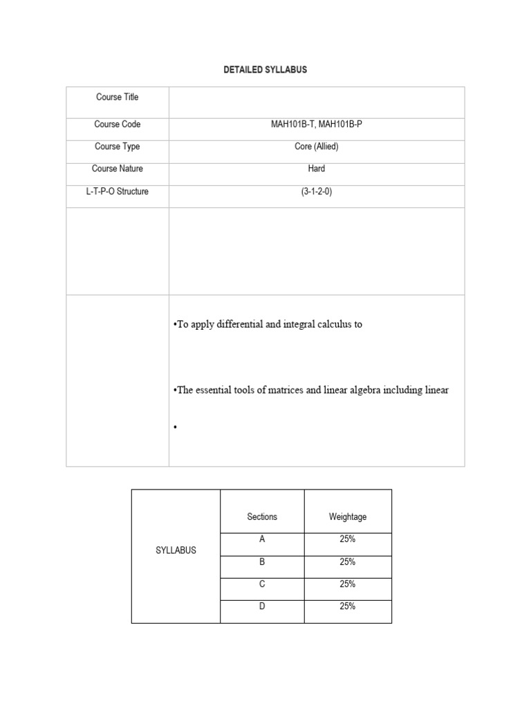 Cal - Linear Algebra SYLLABUS-1 | PDF | Matrix (Mathematics) | Linear Map