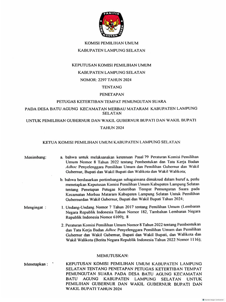 SK Petugas Ketertiban TPS Batu Agung-1 | PDF