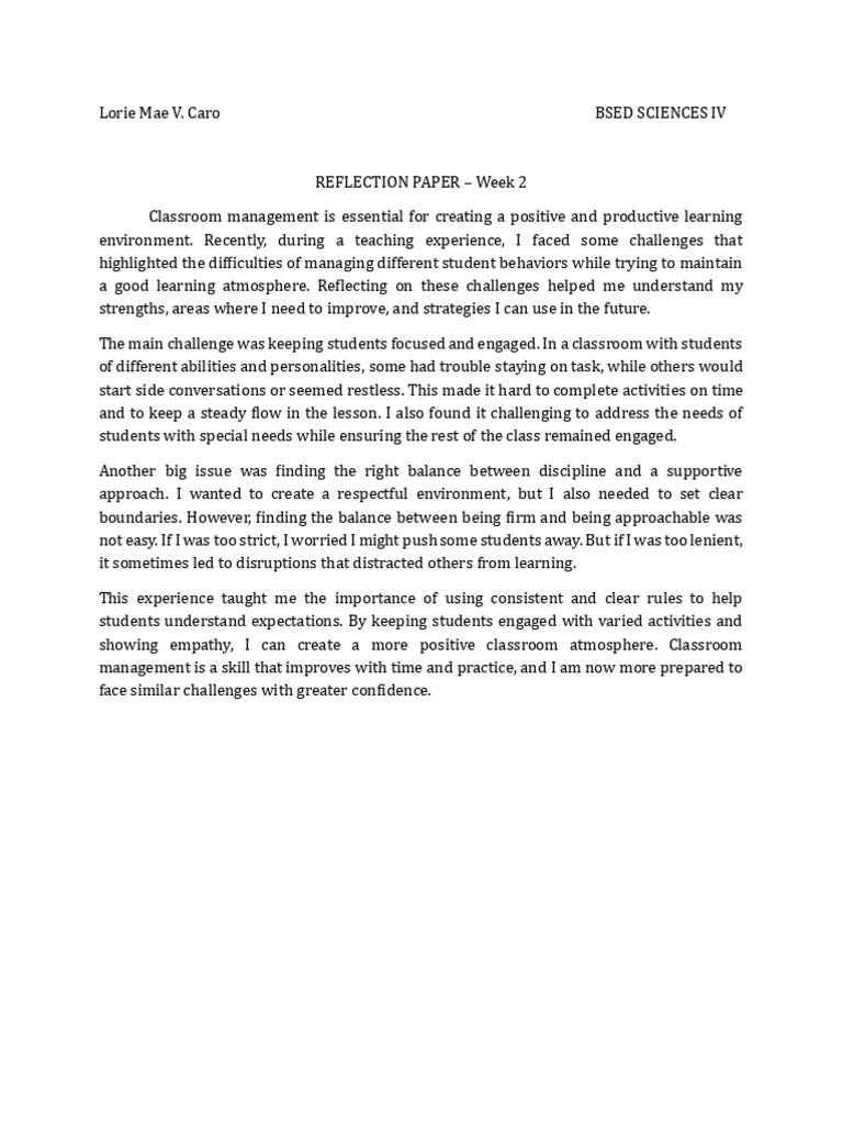 Reflection Paper - WEEK 2 | PDF