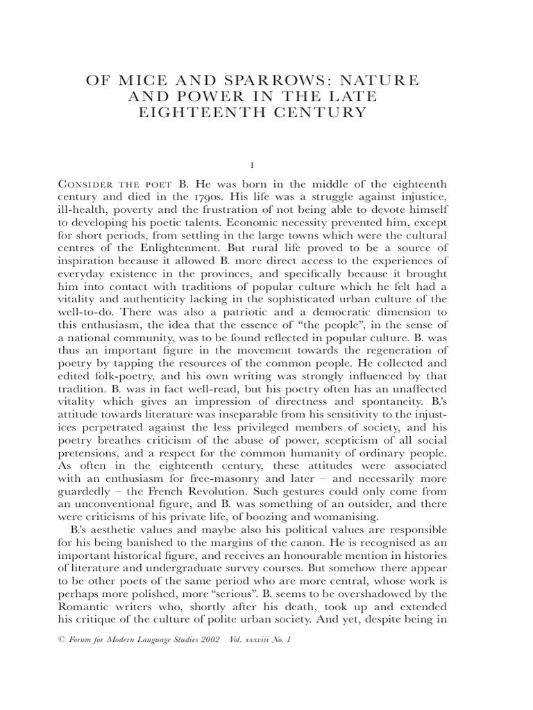 Of Mice and Sparrows | PDF | Poetry | Experience