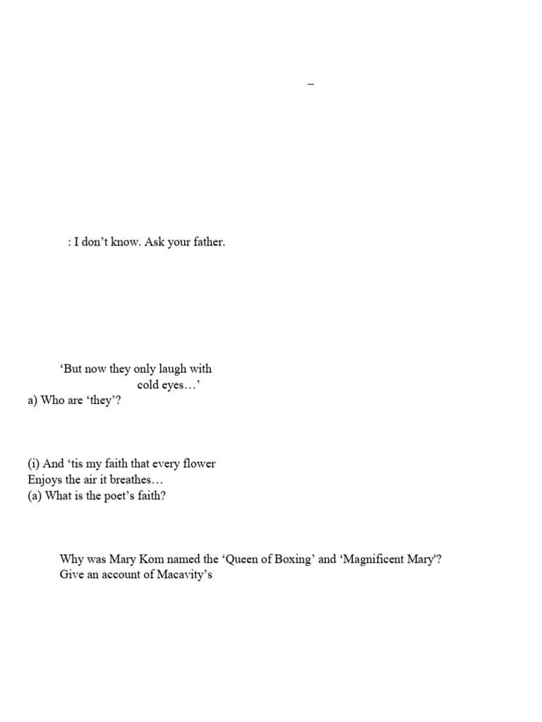 XI English Internal Assessment Papers | PDF