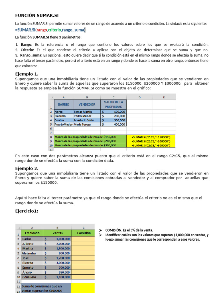 6 FUNCIÓN SUMAR - Si | PDF