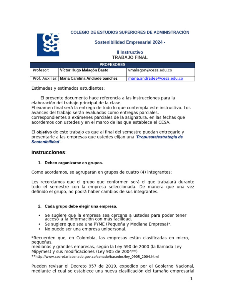 Instructivo Trabajo Final | PDF | Responsabilidad social corporativa | Business