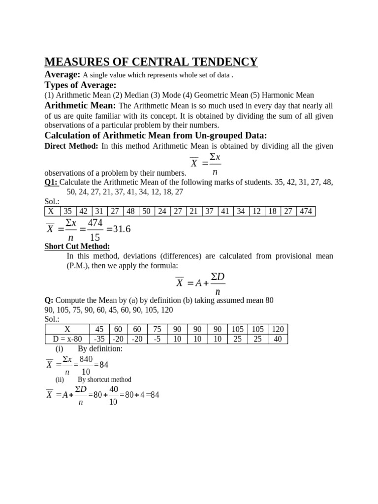 arithematic mean | PDF | Arithmetic Mean | Mean