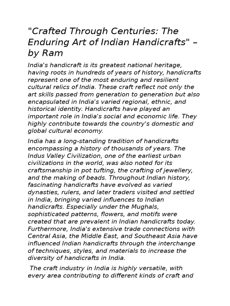 Article - The Enduring Art of Indian Handicrafts | PDF | Handicrafts ...