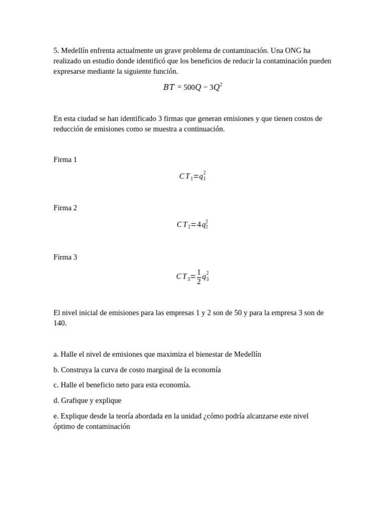 Ejercicio 5 | PDF | Costo marginal | Economias