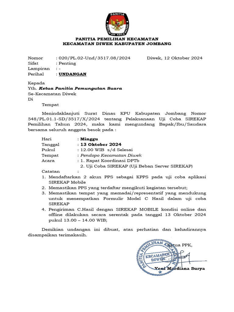 Contoh Undangan Dinas Resmi Pdf