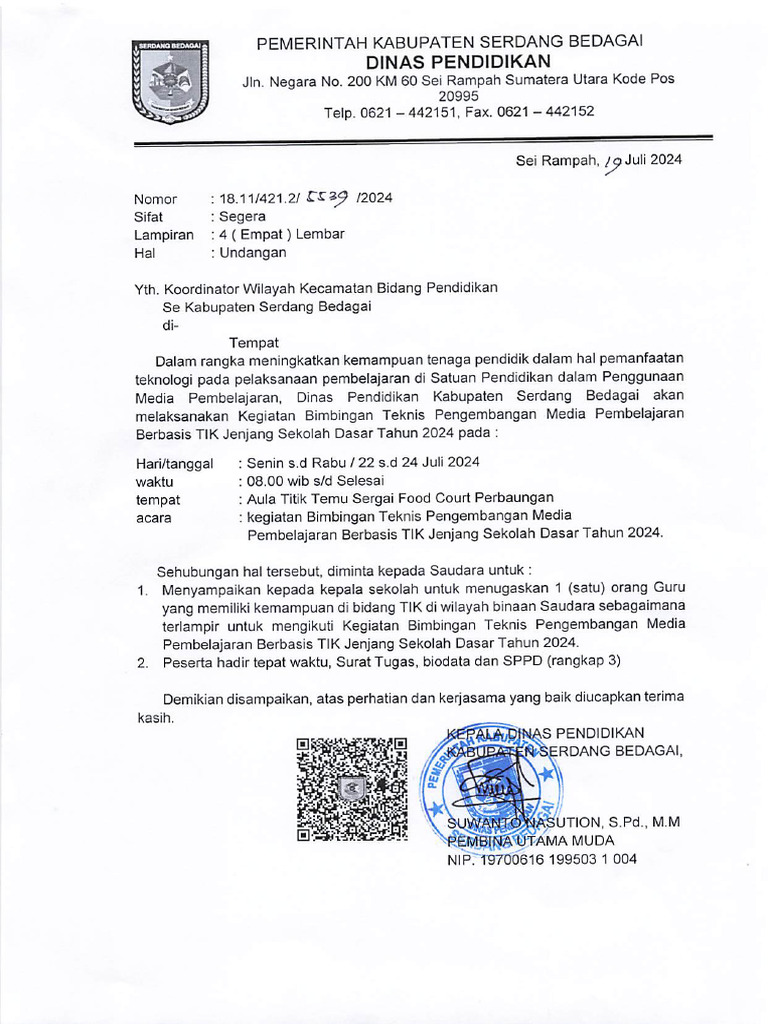 Undangan Peserta Bimtek Tik | PDF