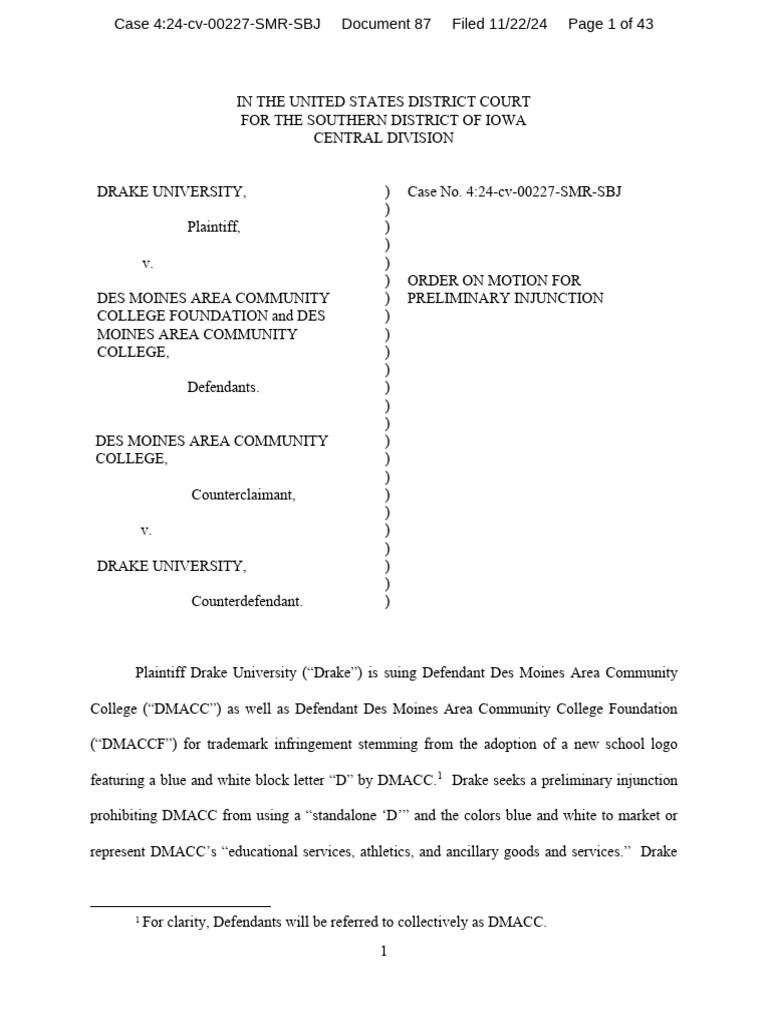 Drake v. DMACC Decision | PDF | Trademark Distinctiveness | Trademark