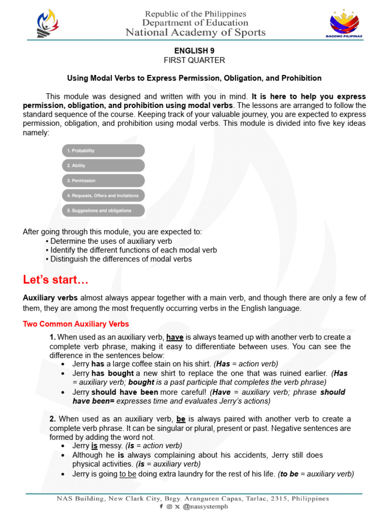 Using Modal Verbs To Express Permission, Obligation, and Prohibition ...