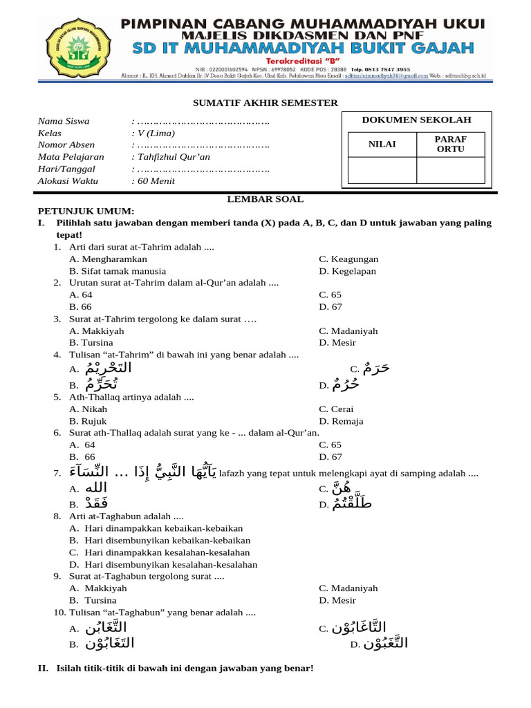 Sas Tahfizh 1-5 24.25 | PDF
