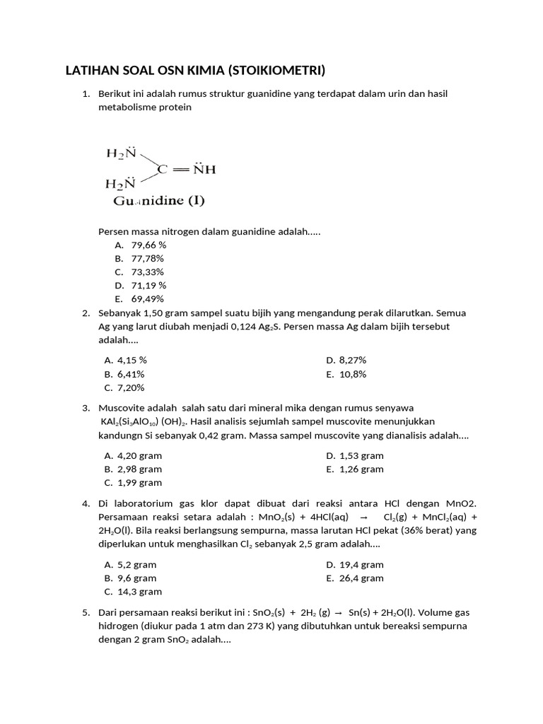 Latso Osn Kimia Stoikiometri | PDF