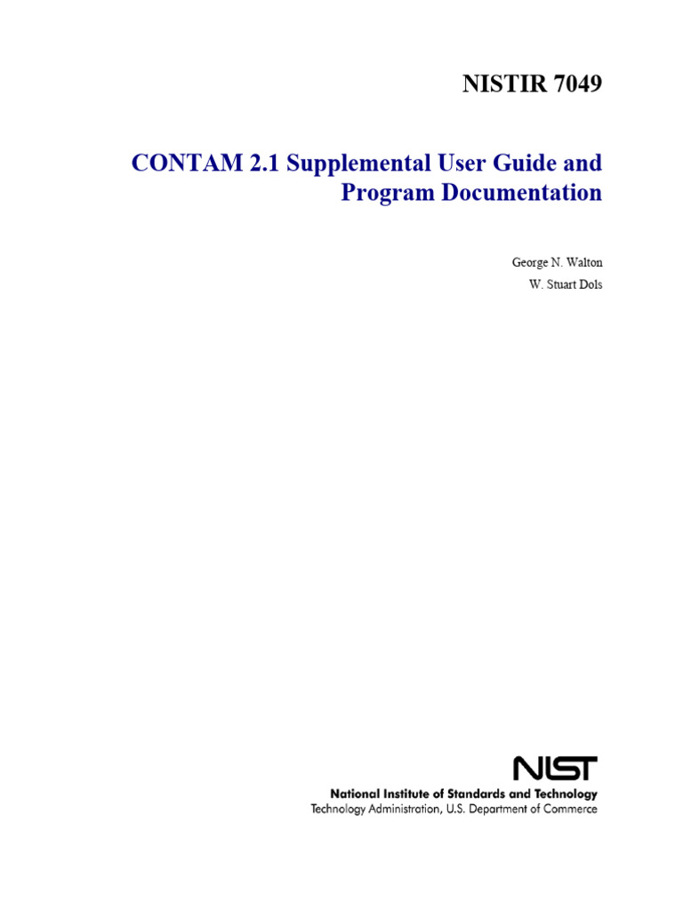 NISTIR 7049 CONTAM 2.1 Supplemental User Guide and Program ...