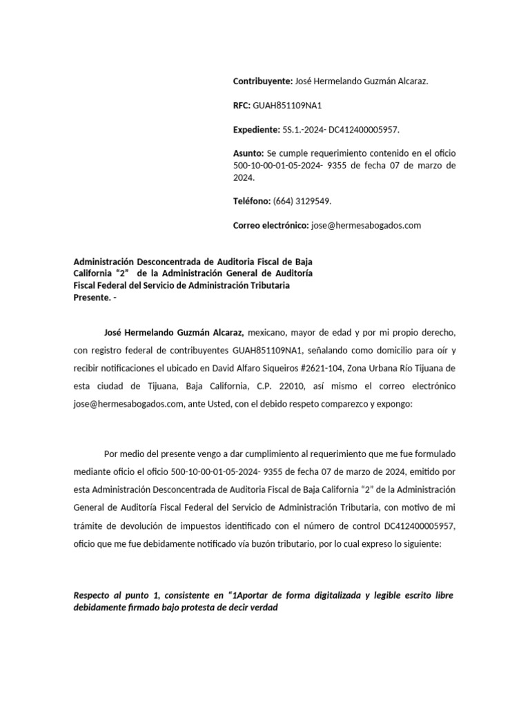 Cumplimiento de Requerimiento SAT | PDF | Auditoría | Gobierno