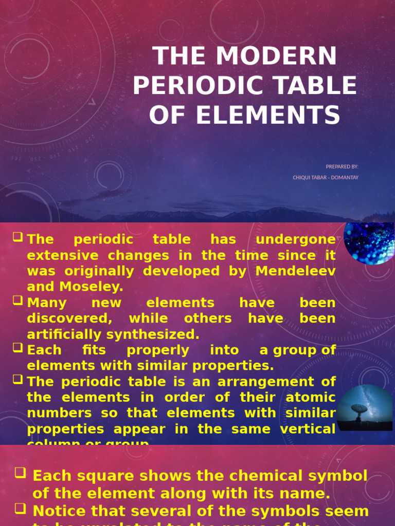 The Modern Periodic Table of Elements 1 | PDF | Chemical Elements | Metals