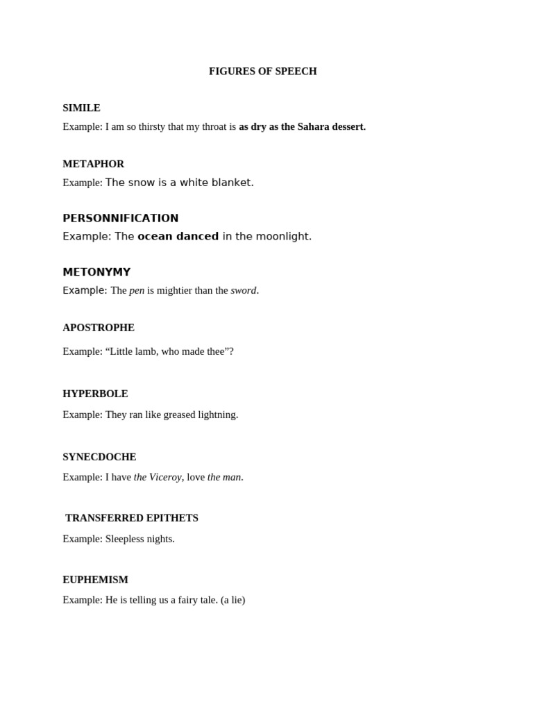 Figures of Speech Examples Guide | PDF