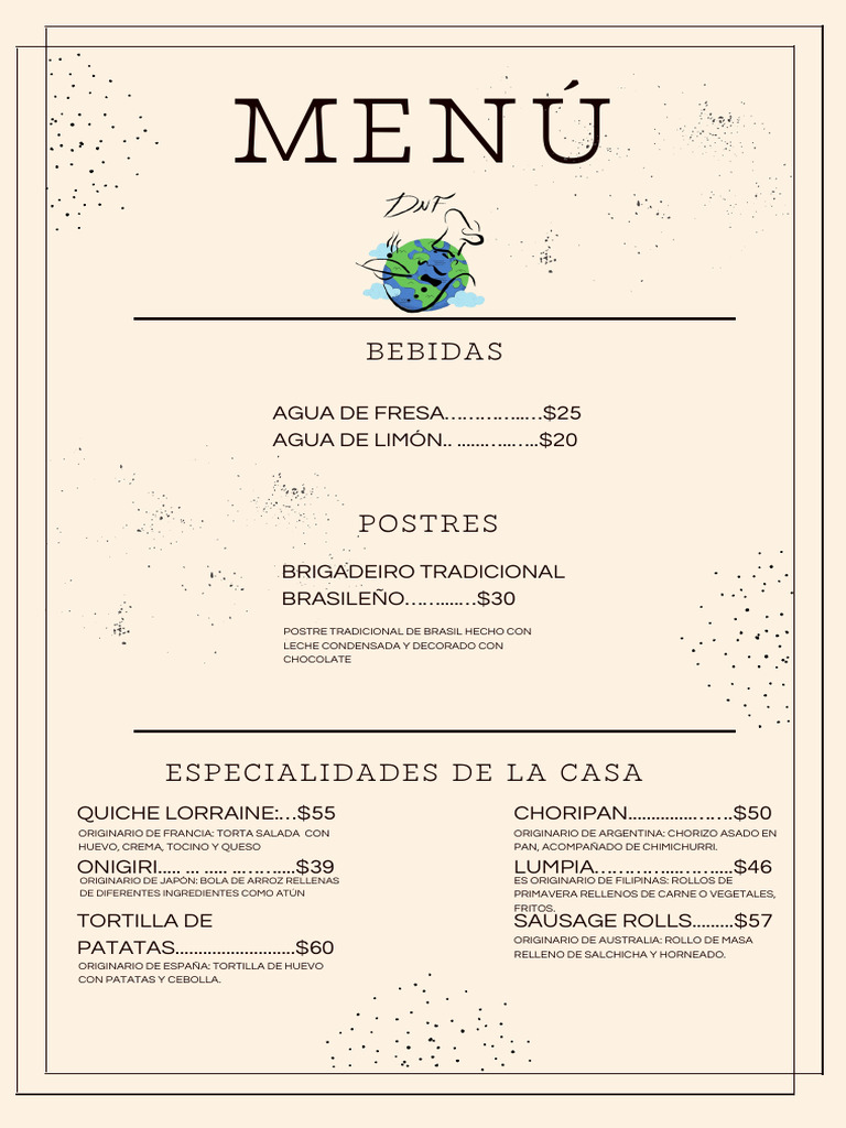 Menú Internacional de Comidas y Bebidas | PDF